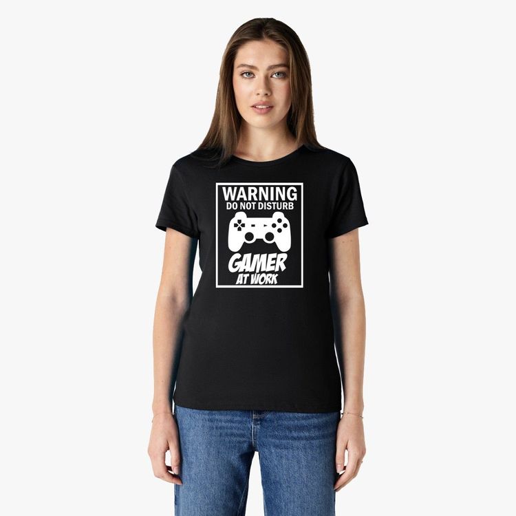 Warning Do Not Disturb Gamer At Work Women's Cotton T-Shirt - Hatsline ...