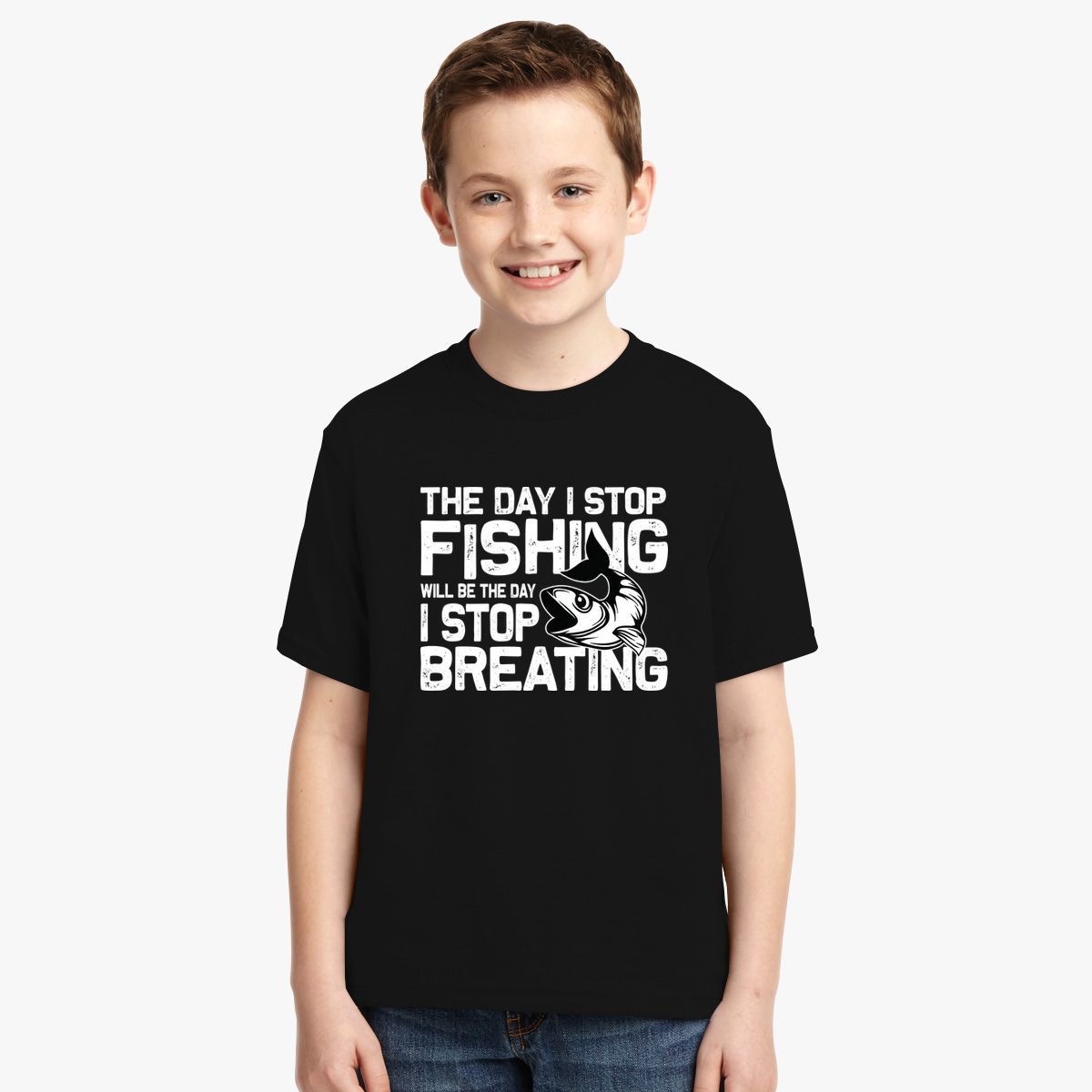 White Fish Fin Clip Art Tail Graphics Line Art on Youth T-Shirt - Hatsline
