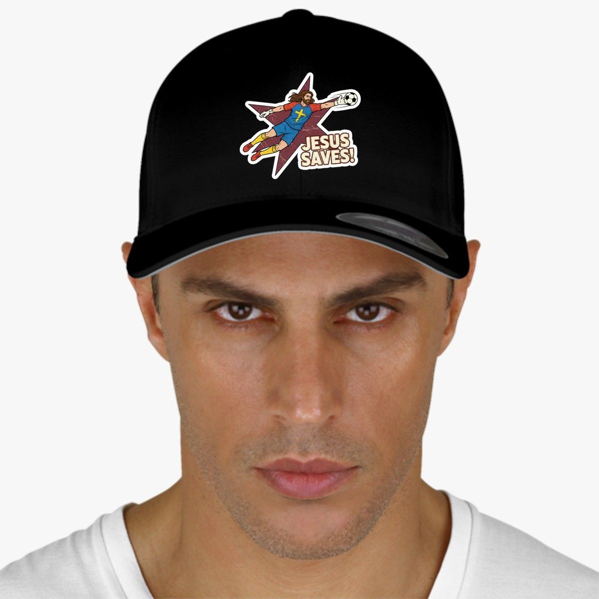 Jesus Saves Jesus Christ Golie Goalkeeper Soccer on Baseball Cap - Hatsline