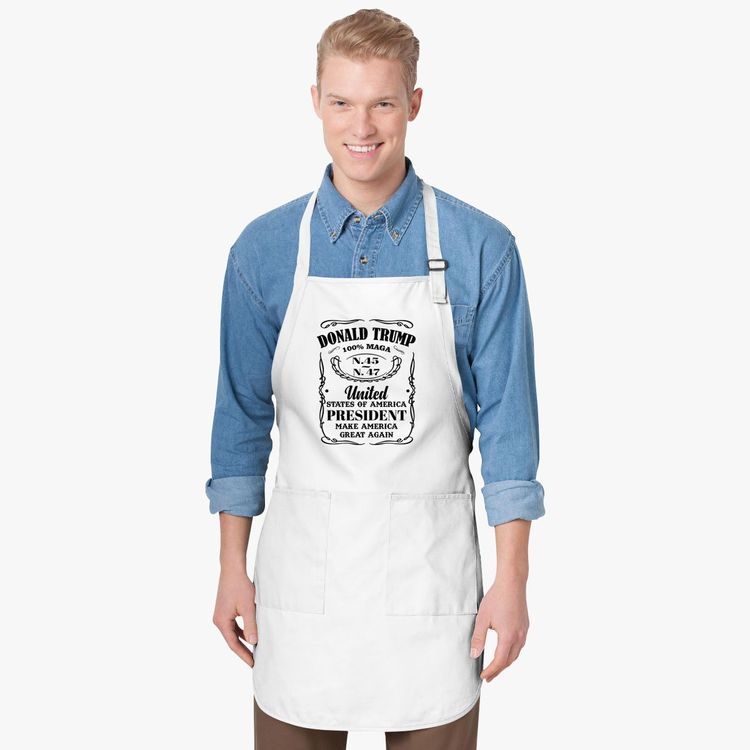 Donald Trump 100% Maga 45 47 Whiskey Label Apron - Hatsline - Hatsline