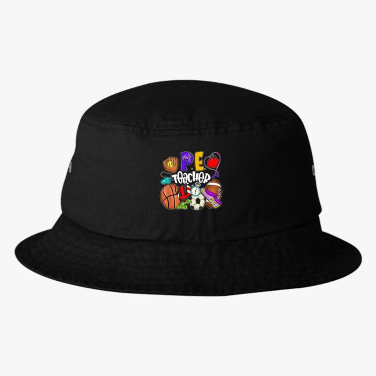 pe teacher funny physical education teacher back to school Bucket Hat ...